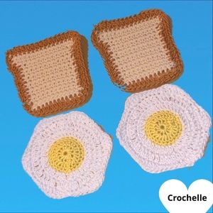 Hand Crafted | Dining | New Crochet Egg And Toast Breakfast Coaster Set ...